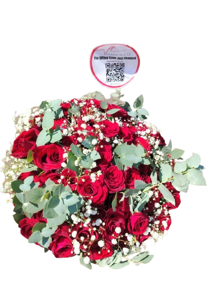 Medium Red-White Rose Bouquet • Hamper Hub ZA